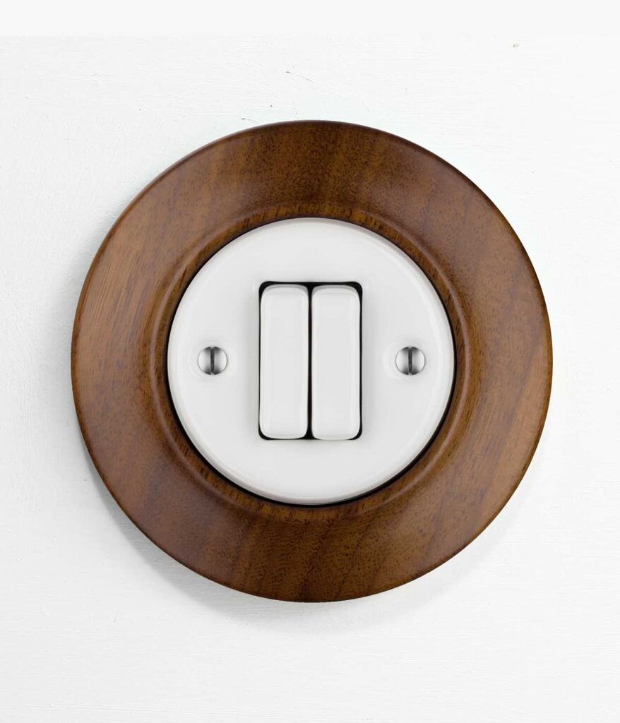 Katy Paty Roo Lignum Walnut dark wood light switch - Swtch